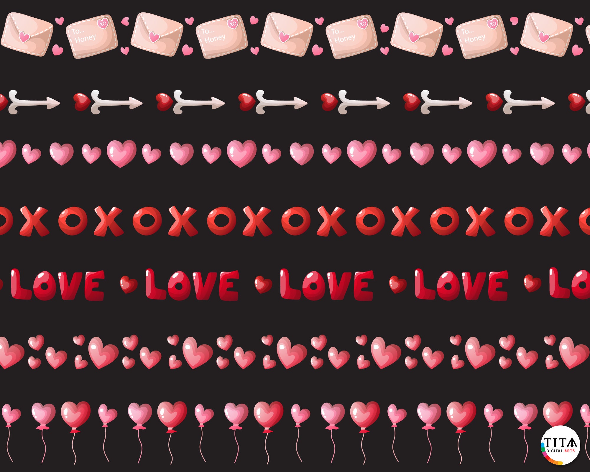 Valentine Borders Clipart, Valentine's Day Clipart, Heart, OX, Heart ...