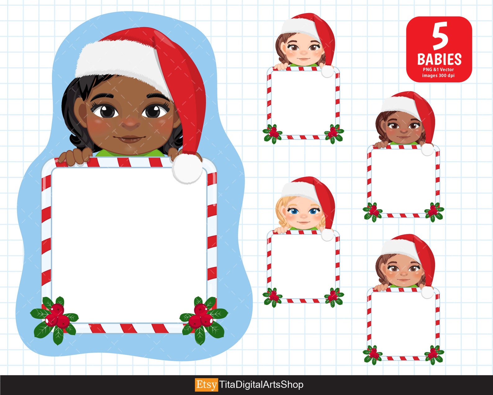 Christmas Baby Girls Clipart, Xmas Frame, Christmas PNG, Candy Stick ...