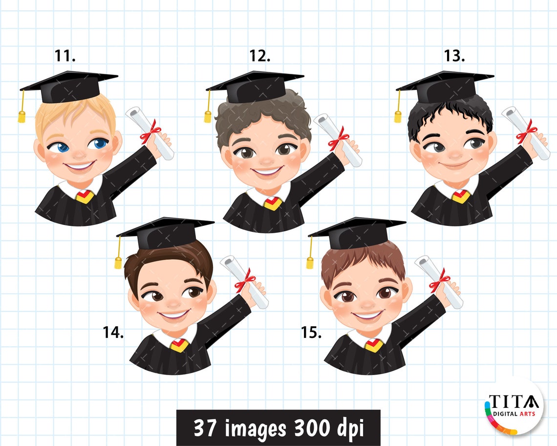 Graduation Kids Clipart, Student PNG, Graduation Girls and Boys ...