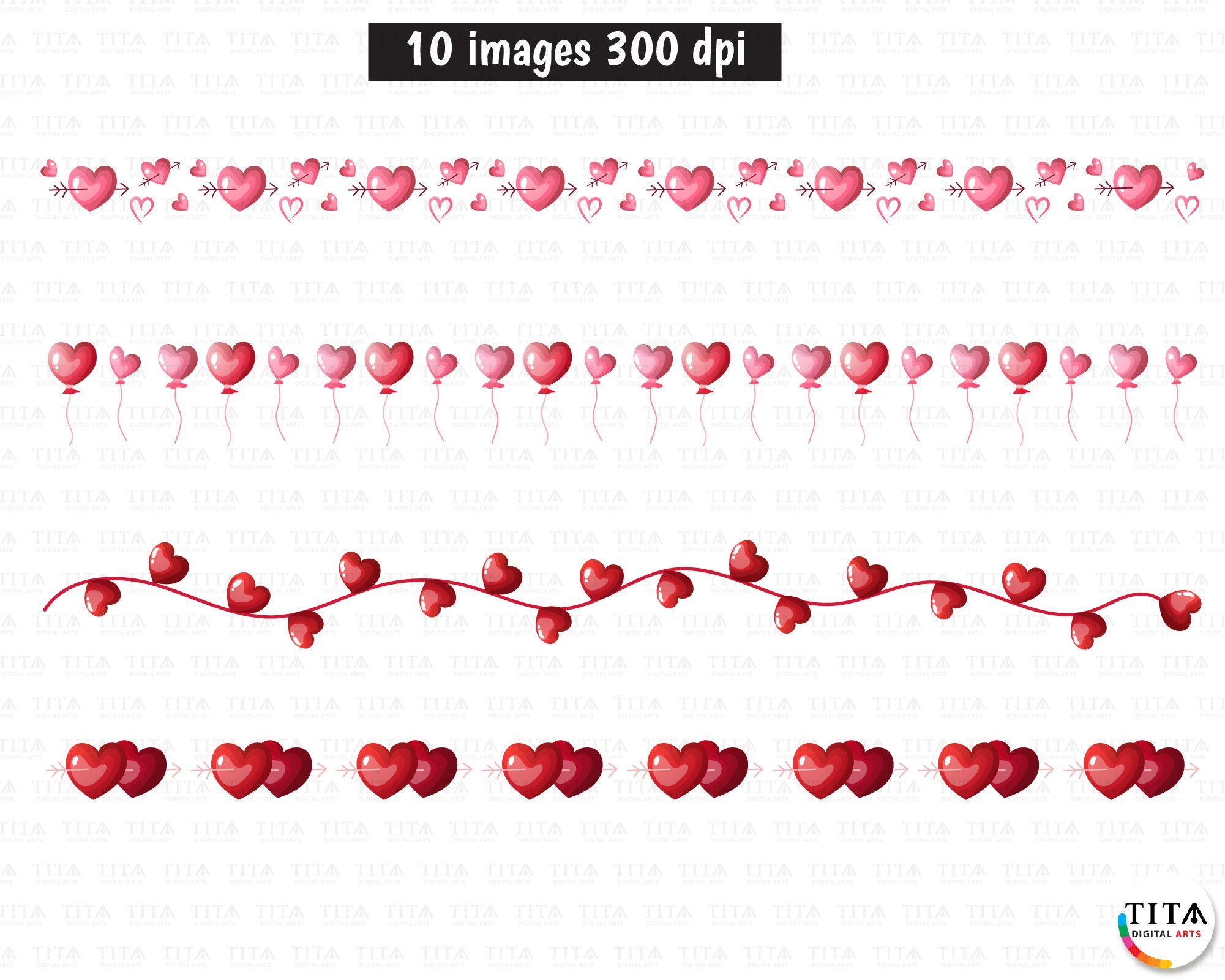 Valentine Borders Clipart, Valentine's Day Clipart, Heart, OX, Heart ...