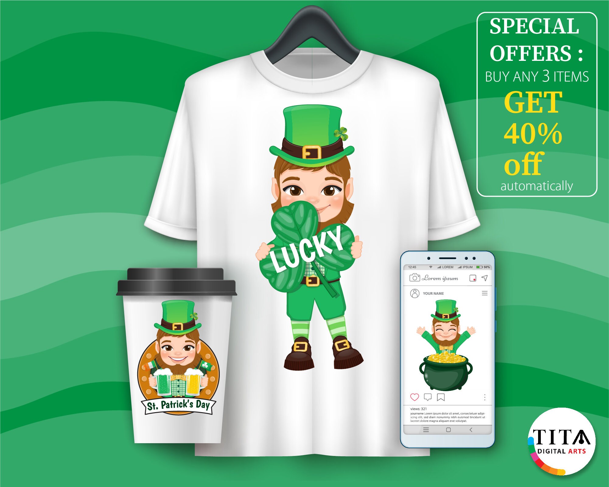 St. Patrick Day Clipart Leprechaun Clipart Saint - Etsy