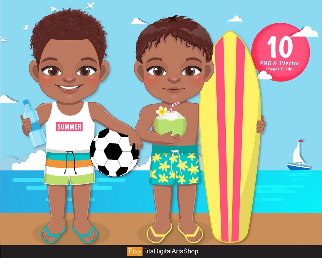 Beach Black Boy Clipart, Beach Clipart, Boy Clipart, Pool Clipart ...