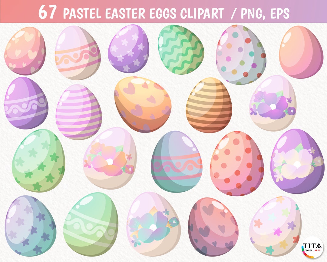 Easter Eggs Clipart, Pastel Easter Eggs Clipart, Easter Clipart, Spring ...