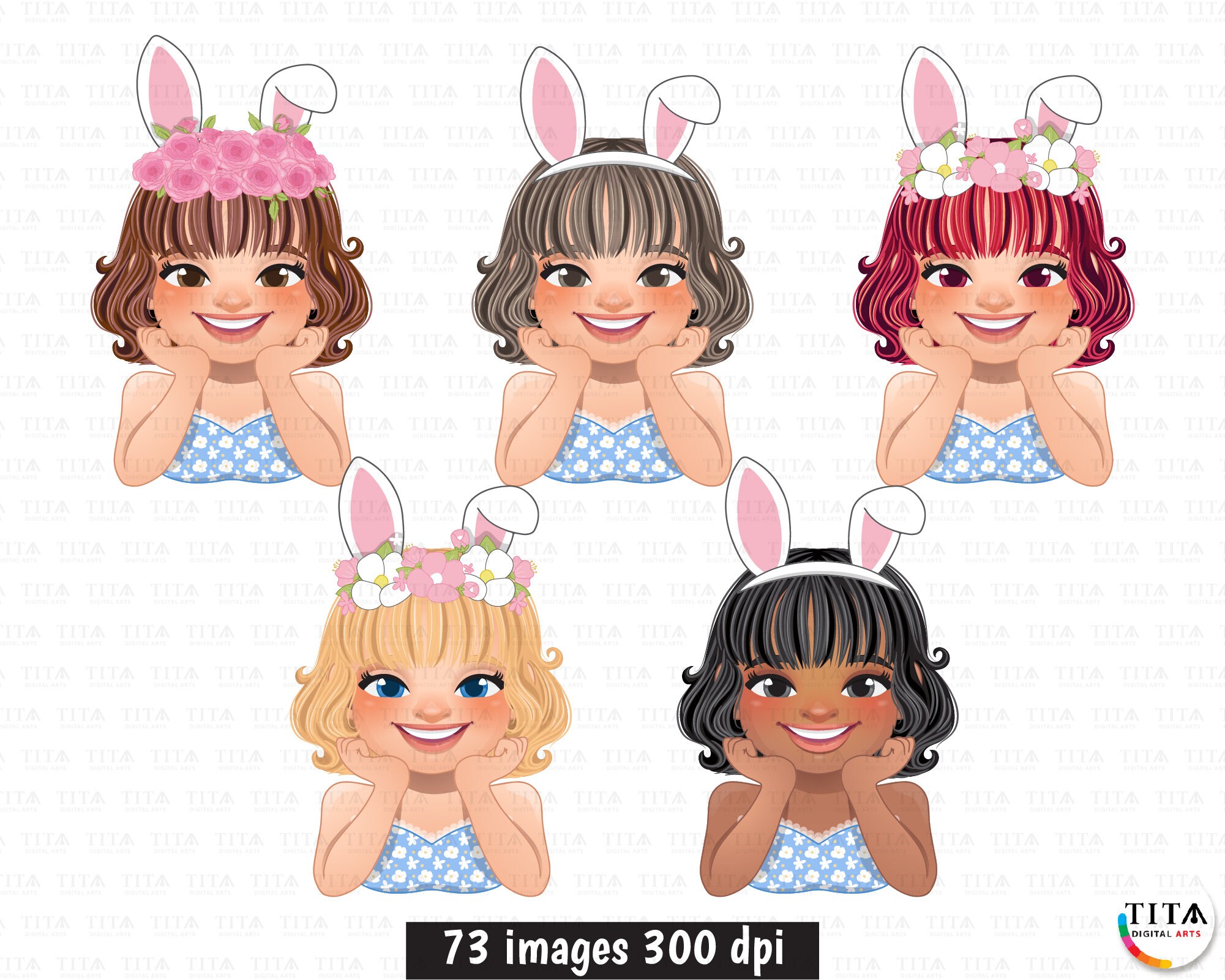 Easter Clipart, Easter Girl Clipart, Easter Rabbit Clipart, Easter Eggs ...