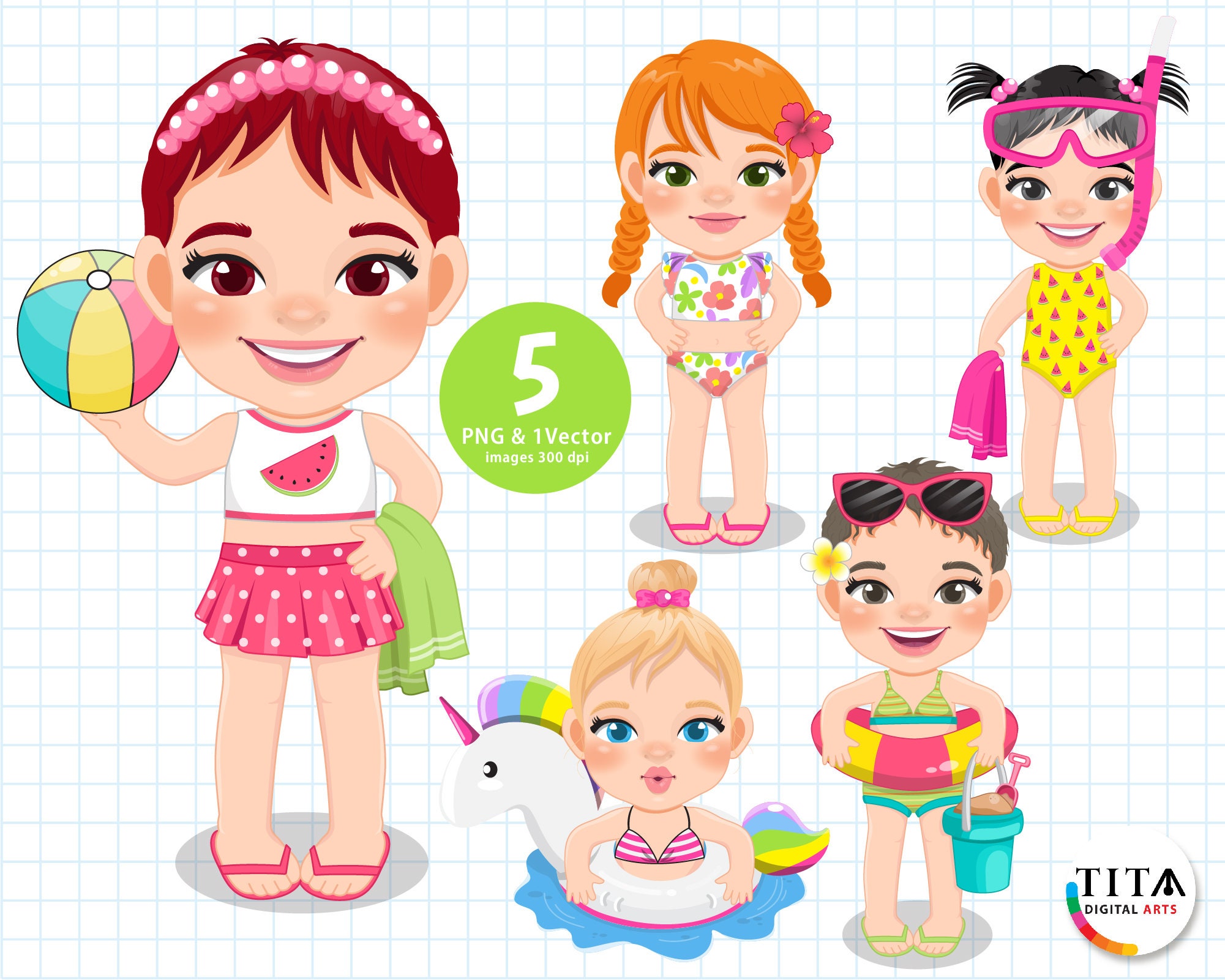 Beach Girl Clipart, Beach Girl Clipart, Girl Clipart, Pool Girl Clipart ...