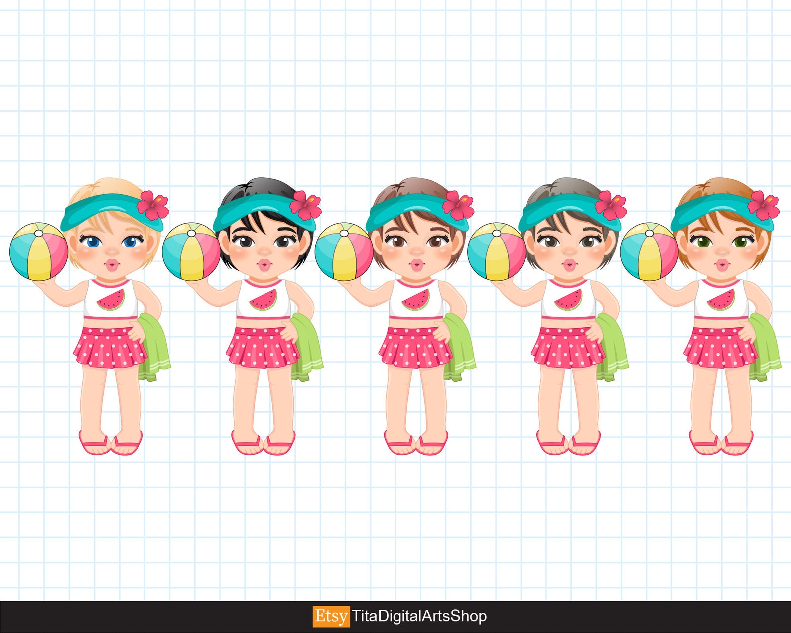 Beach Girl Clipart, Beach Clipart, Girl Clipart, Pool Clipart, Holiday ...