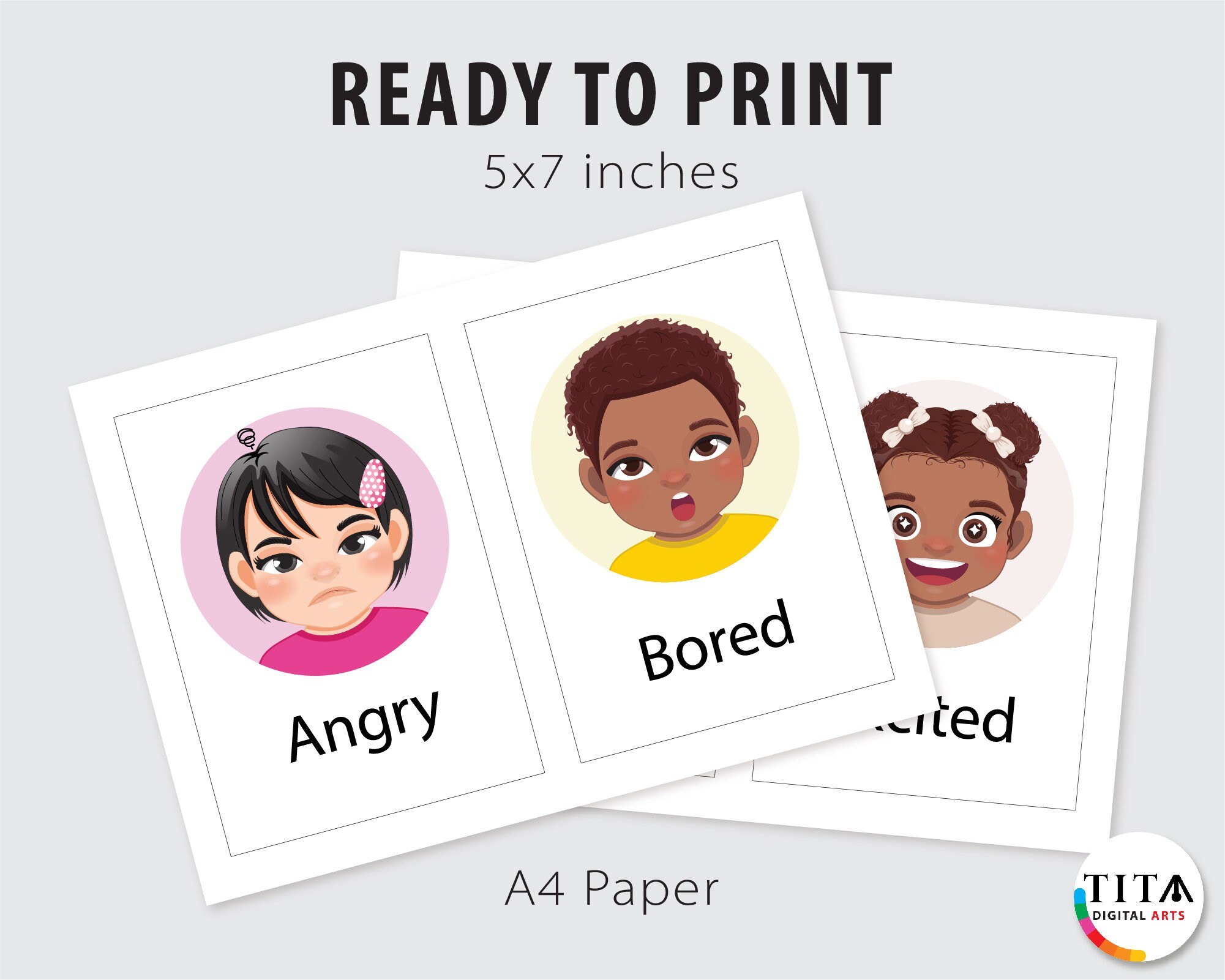 Kids Emotions Clipart, Emotion PNG, Feelings Flashcards, Montessori ...