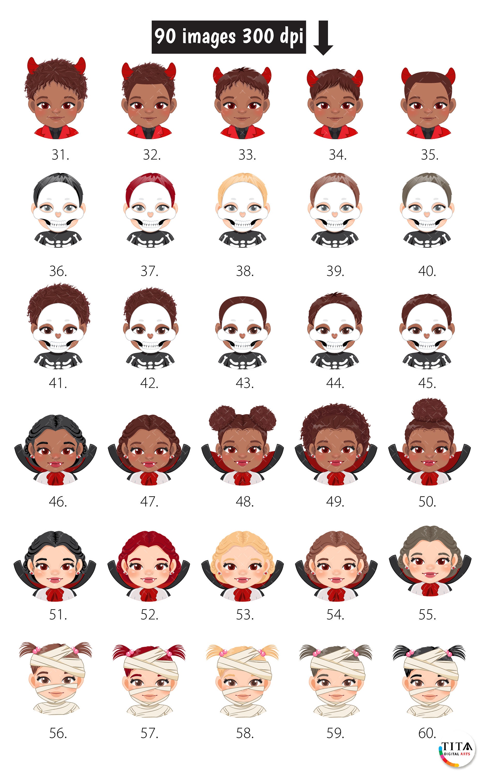 Halloween Clipart & Vector With Halloween Heads, Spooky Friends, Mummy ...