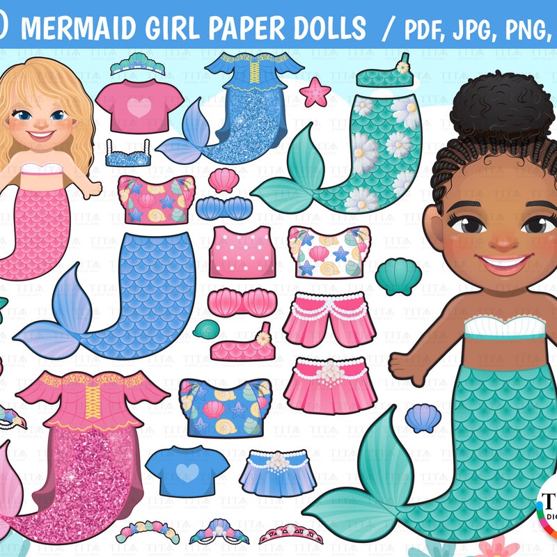 Mermaid Paper Dolls - Etsy
