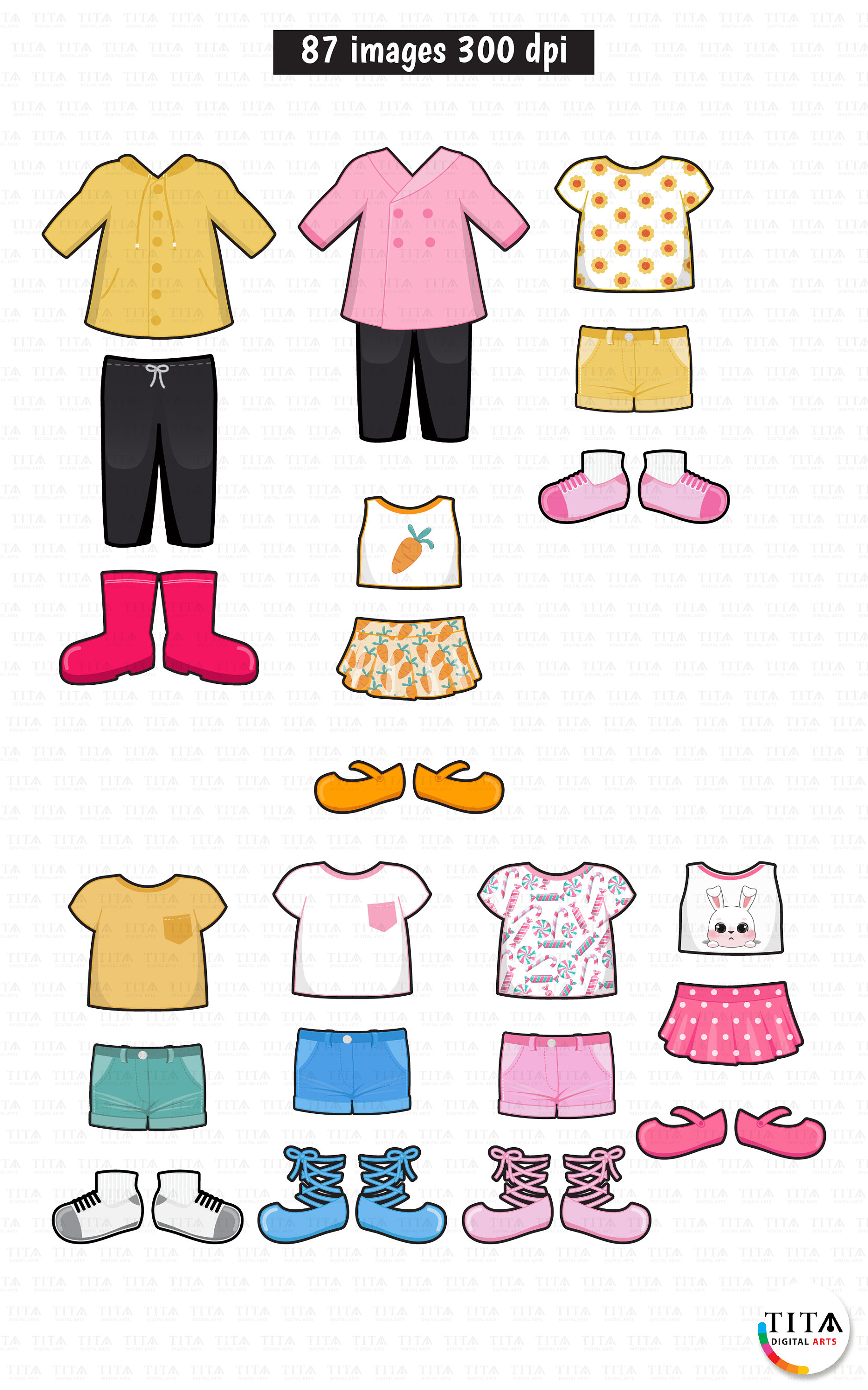Paper Dolls Girls Clipart, Casual Clothes, Summer Clothes, Winter ...
