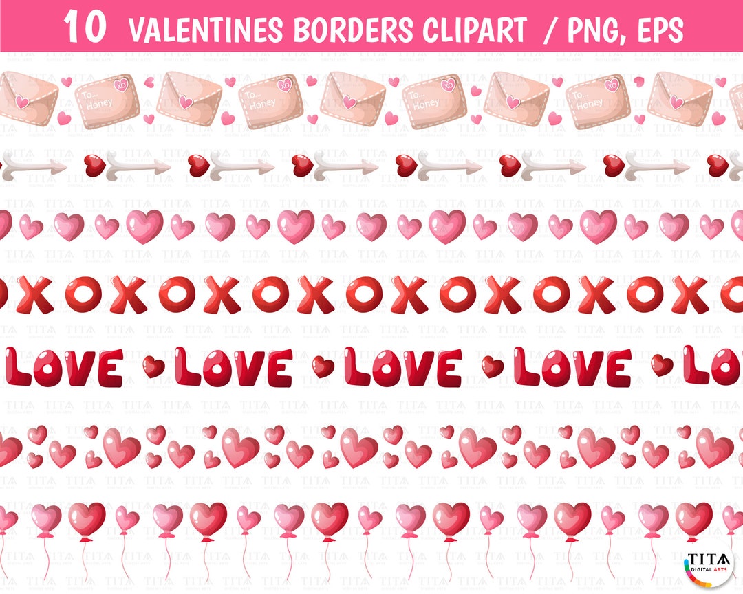 Valentine Borders Clipart, Valentine's Day Clipart, Heart, OX, Heart ...