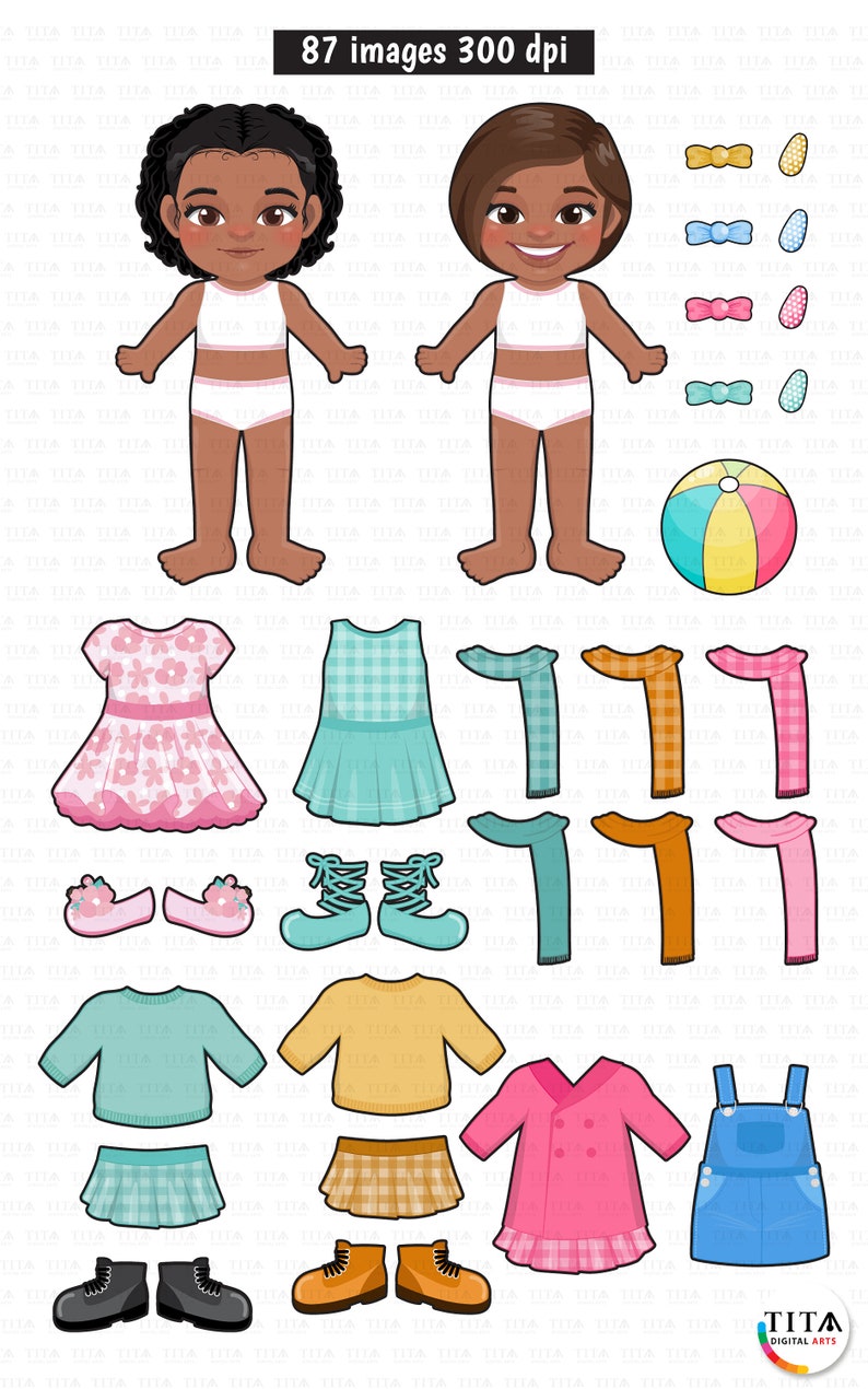 Paper Dolls Girls Clipart, Casual Clothes, Summer Clothes, Winter ...