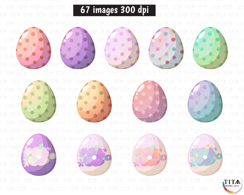 Easter Eggs Clipart, Pastel Easter Eggs Clipart, Easter Clipart, Spring ...