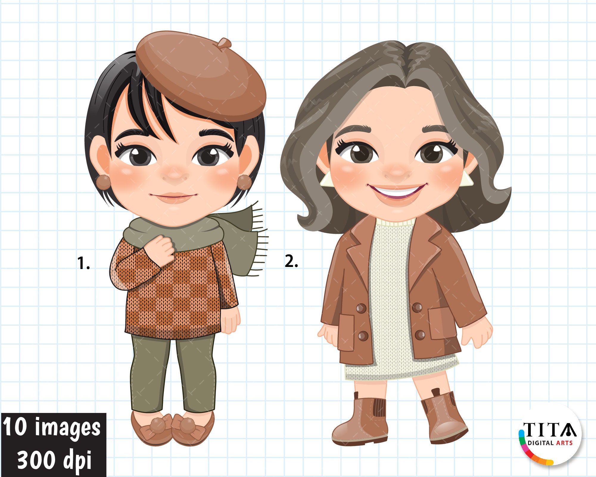 Autumn Girls Clipart, Cute Girl, Fall Outfit Girl, Vintage Girl, Fall ...