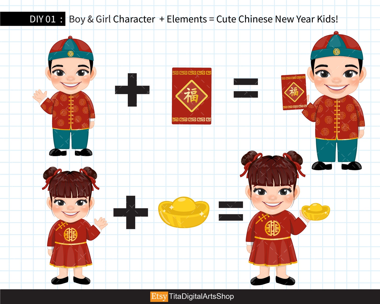 Chinese New Year Clipart Chinese Clipart New Year Clipart - Etsy