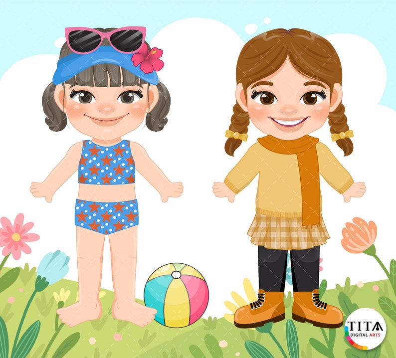 Paper Dolls Girls Clipart Casual Clothes Summer Clothes - Etsy