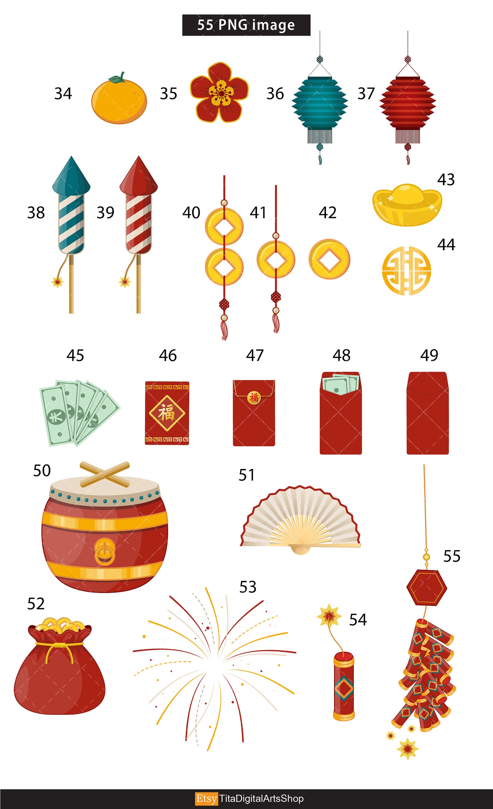 Chinese New Year Clipart Chinese Clipart New Year Clipart - Etsy