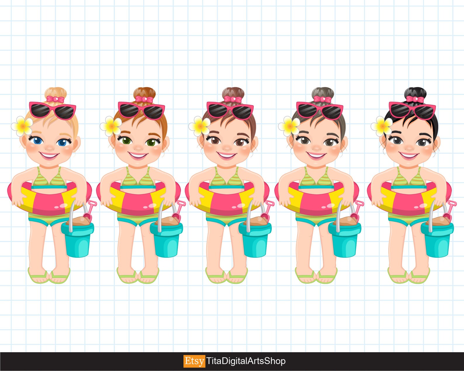 Beach Girl Clipart, Beach Clipart, Girl Clipart, Pool Clipart, Holiday ...