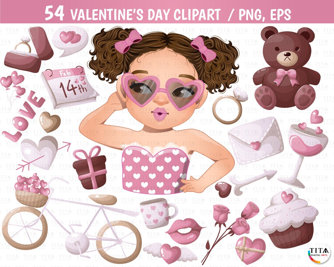 Valentine's Day Clipart, Pink Valentine Clipart, Valentine Teddy Bear ...