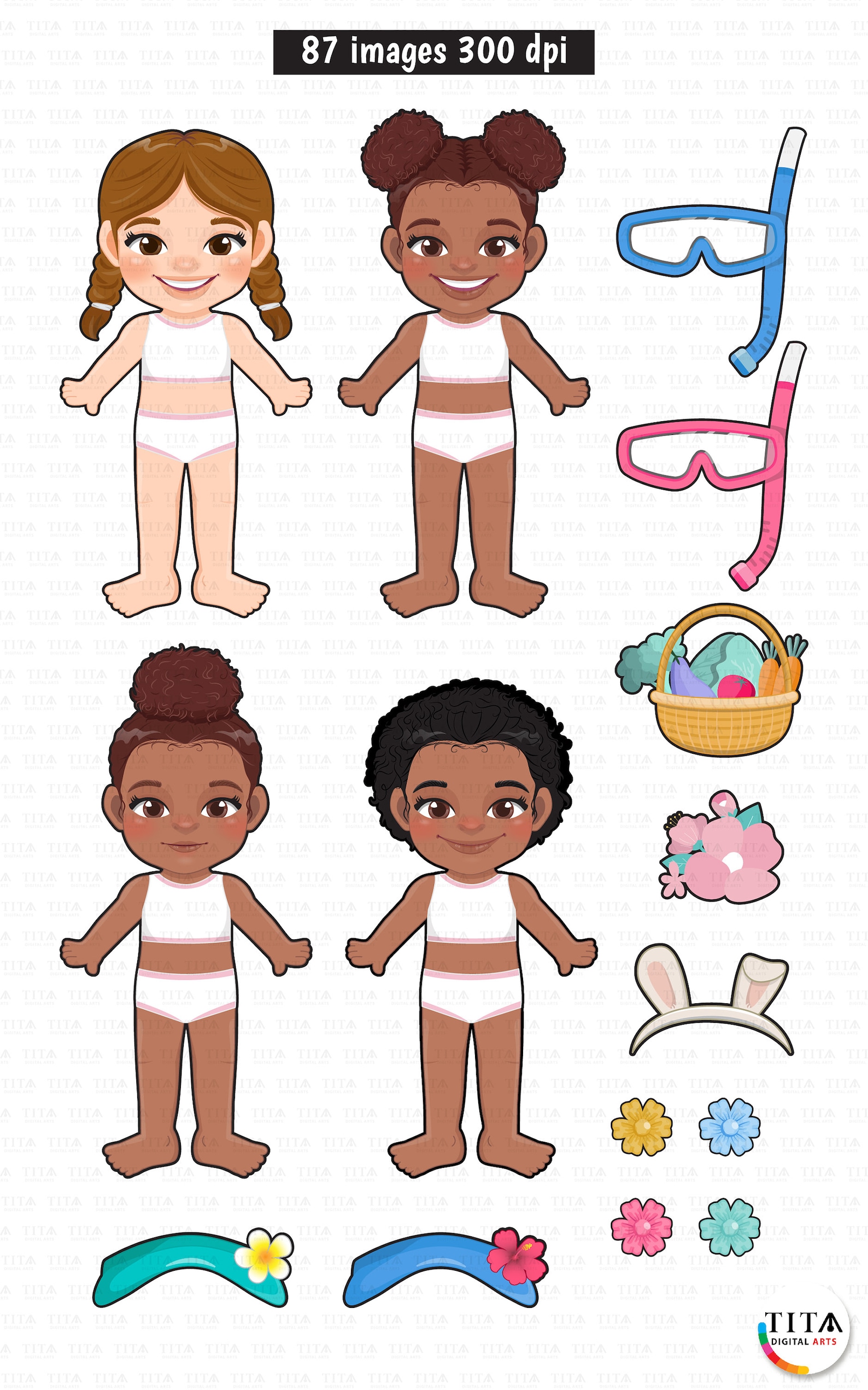 Paper Dolls Girls Clipart, Casual Clothes, Summer Clothes, Winter ...