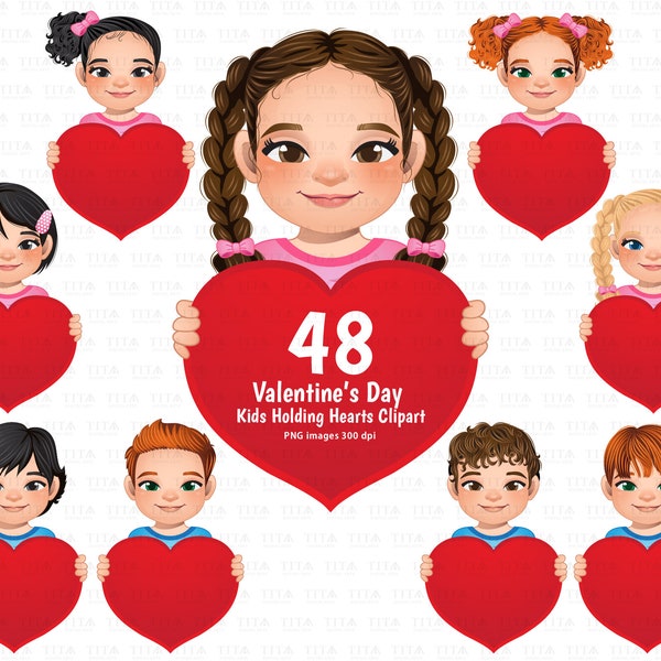 Kids and Hearts Clipart - Etsy