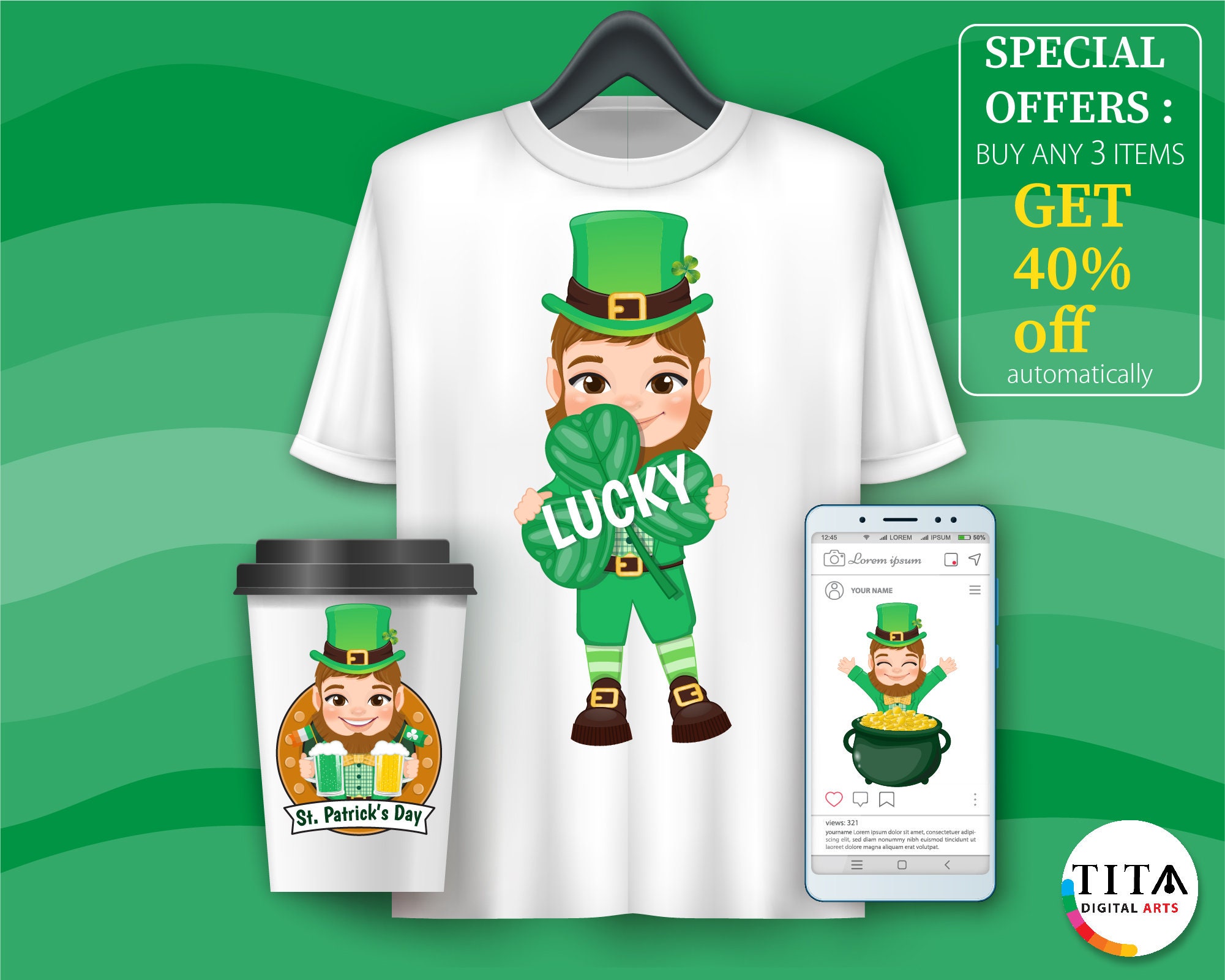 St. Patrick Day Clipart, Leprechaun Clipart, Saint Patrick's Day ...
