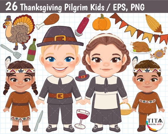 Pilgrims Kids Clipart