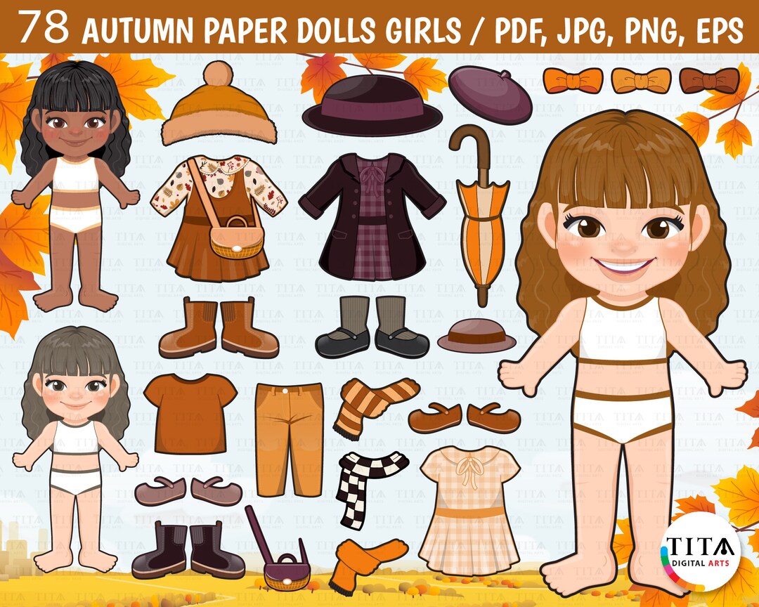 Paper Dolls Girls Clipart, Autumn Outfits Girl, Cozy Fall Outfits ...