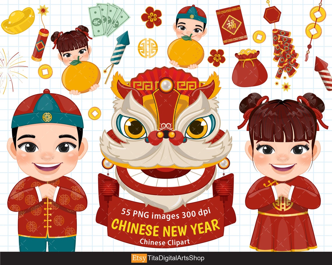 Chinese New Year Clipart Chinese Clipart New Year Clipart - Etsy