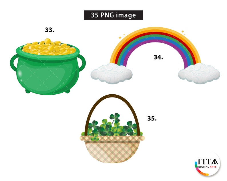 St. Patrick Day Clipart, Irish Clipart, Pot of Gold Clipart, Shamrock ...