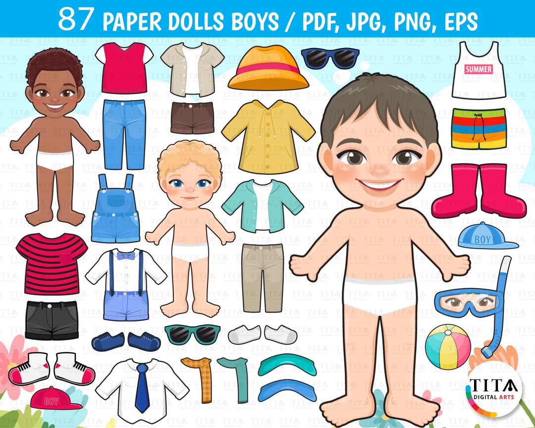 Paper Dolls Boys Clipart, Casual Clothes, Summer Clothes, Winter ...