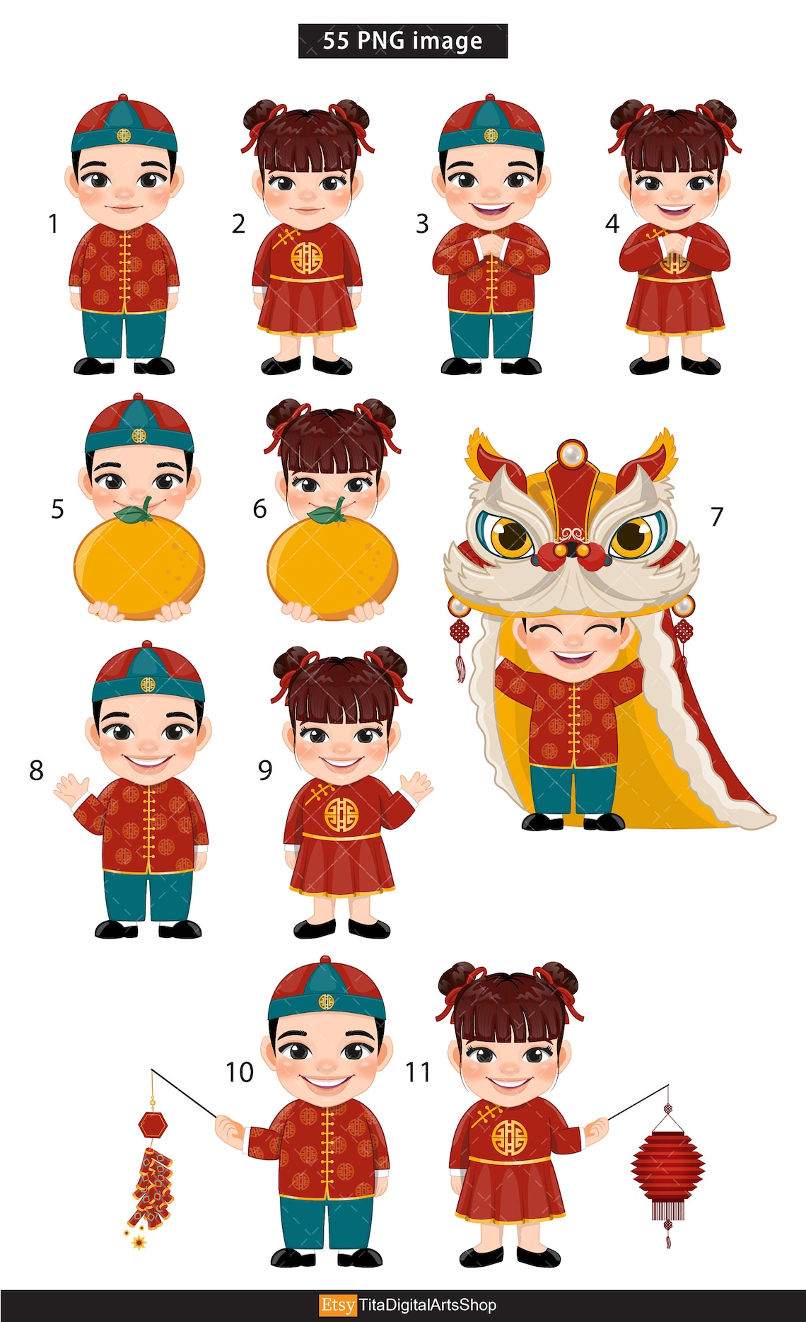 Chinese New Year Clipart Chinese Clipart New Year Clipart - Etsy