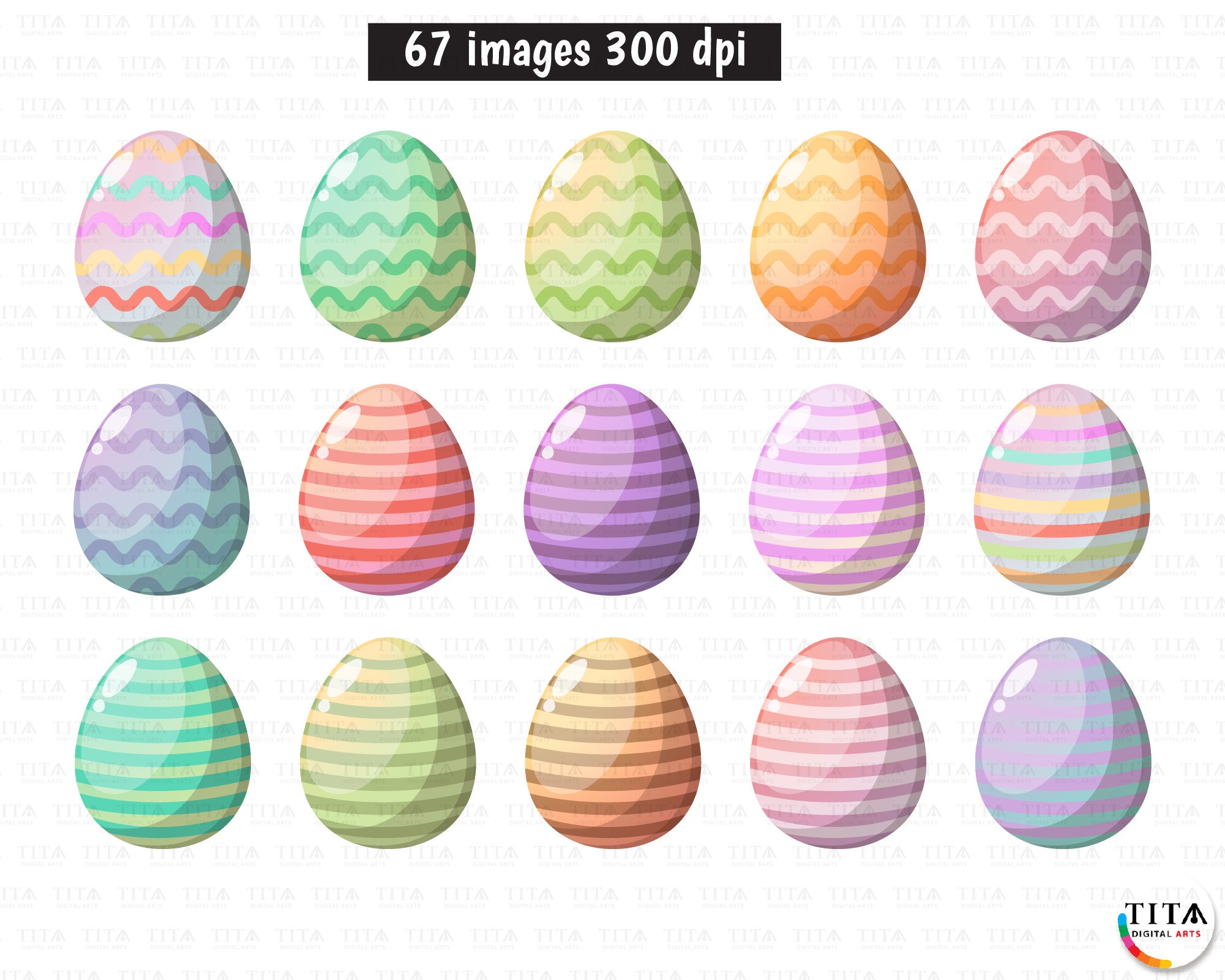 Easter Eggs Clipart, Pastel Easter Eggs Clipart, Easter Clipart, Spring ...