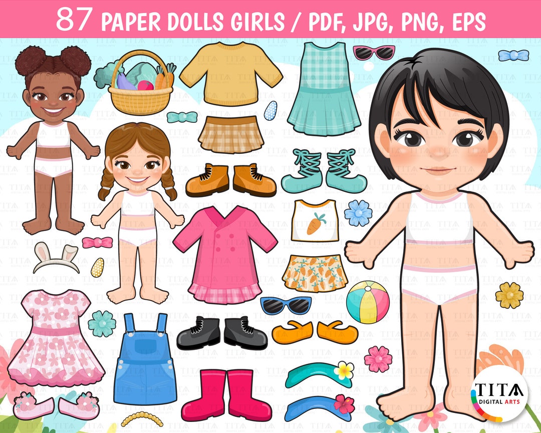 Paper Dolls Girls Clipart, Casual Clothes, Summer Clothes, Winter ...