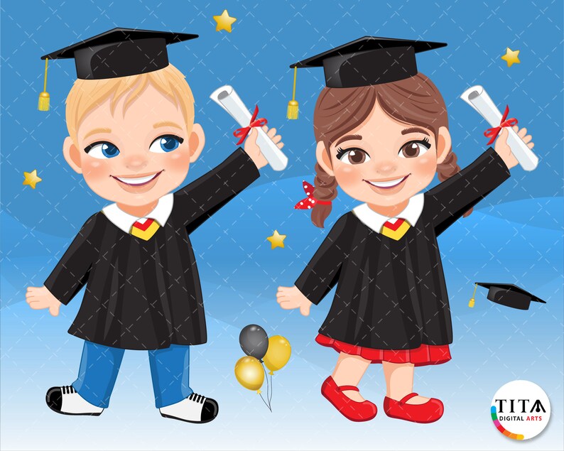 Graduation Kids Clipart, Student PNG, Graduation Girls and Boys ...