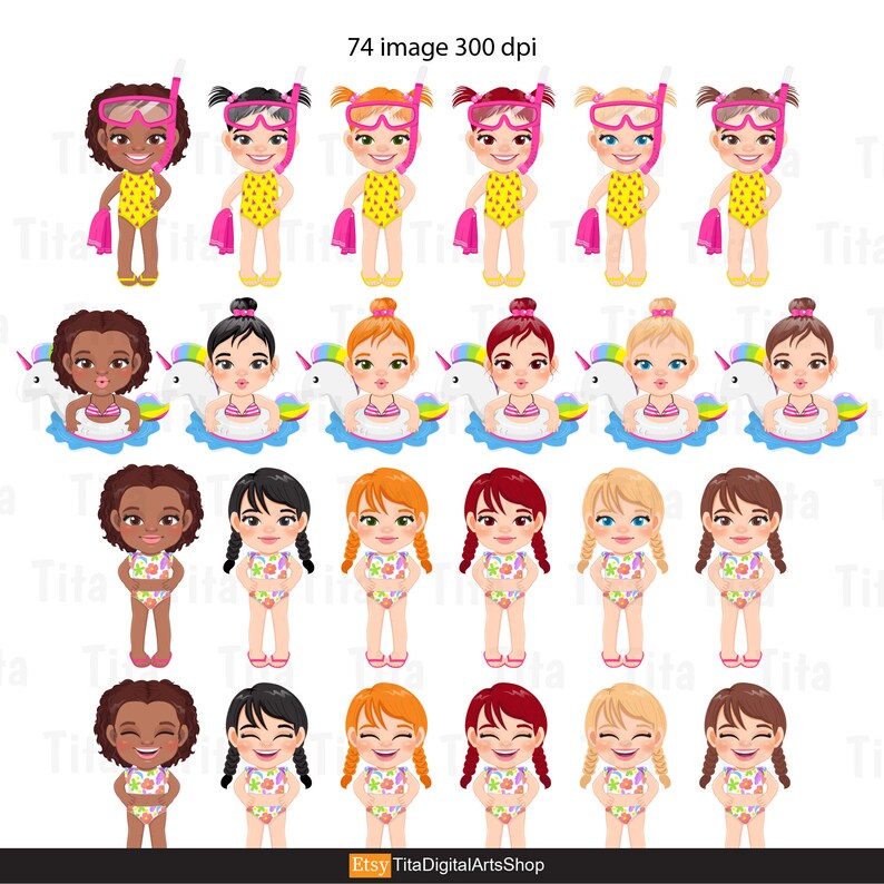 Beach Girl Clipart, Beach Clipart, Girl Clipart, Pool Clipart, Holiday ...