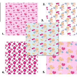 Valentine Digital Paper Pack, Valentine Pattern, Cupid Pattern ...