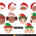 Christmas Faces Clipart, Christmas Clipart, Santa and Friends, Cute ...