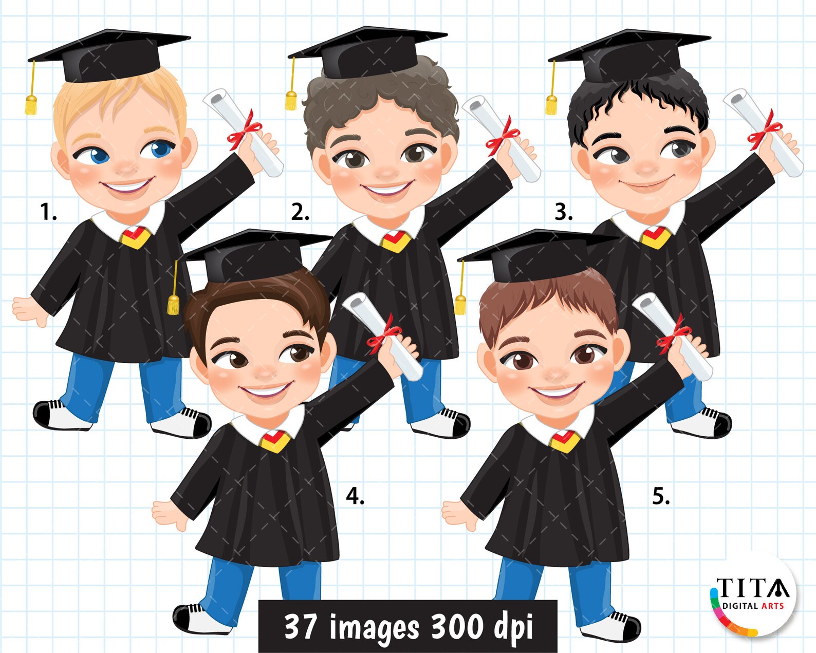 Graduation Kids Clipart, Student PNG, Graduation Girls and Boys ...