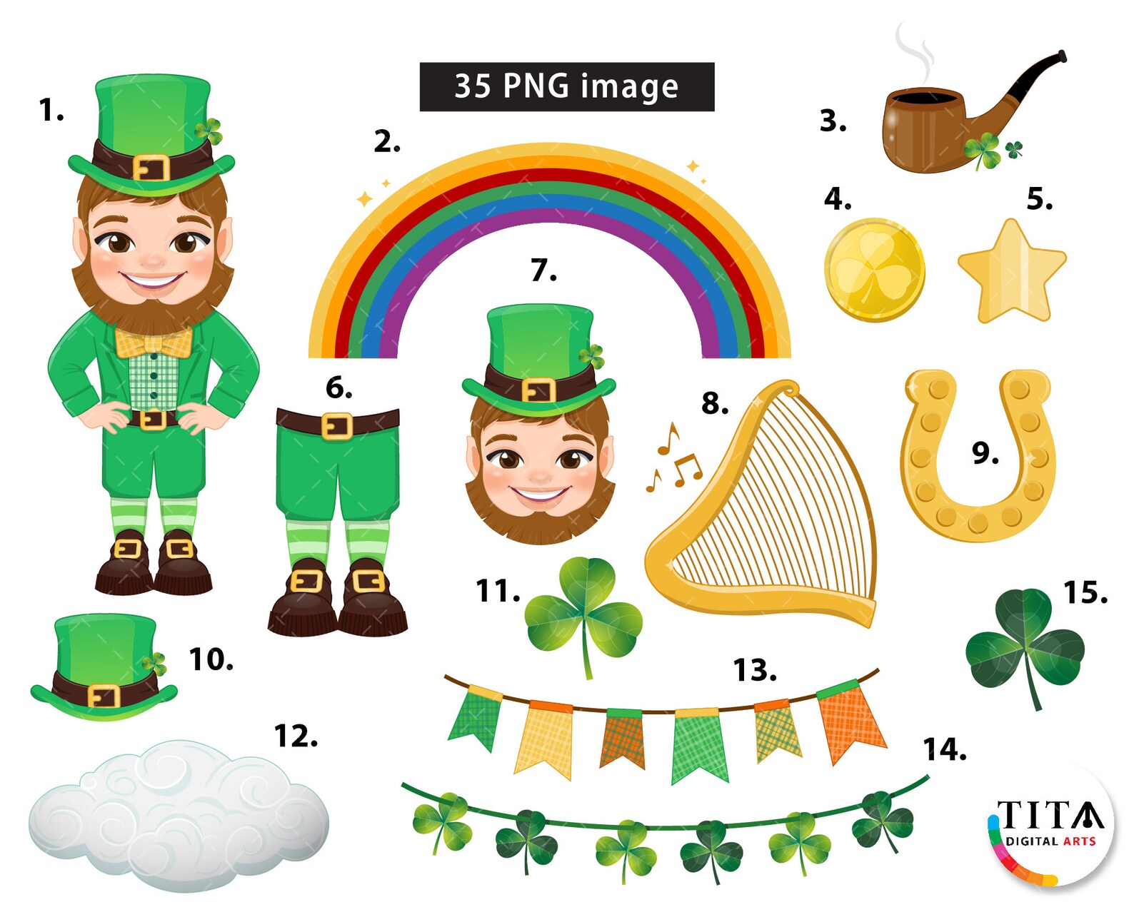 St. Patrick Day Clipart, Irish Clipart, Pot of Gold Clipart, Shamrock ...