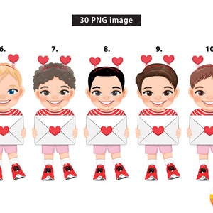 Valentine's Day Clipart Valentine Kids Clipart Boy and - Etsy