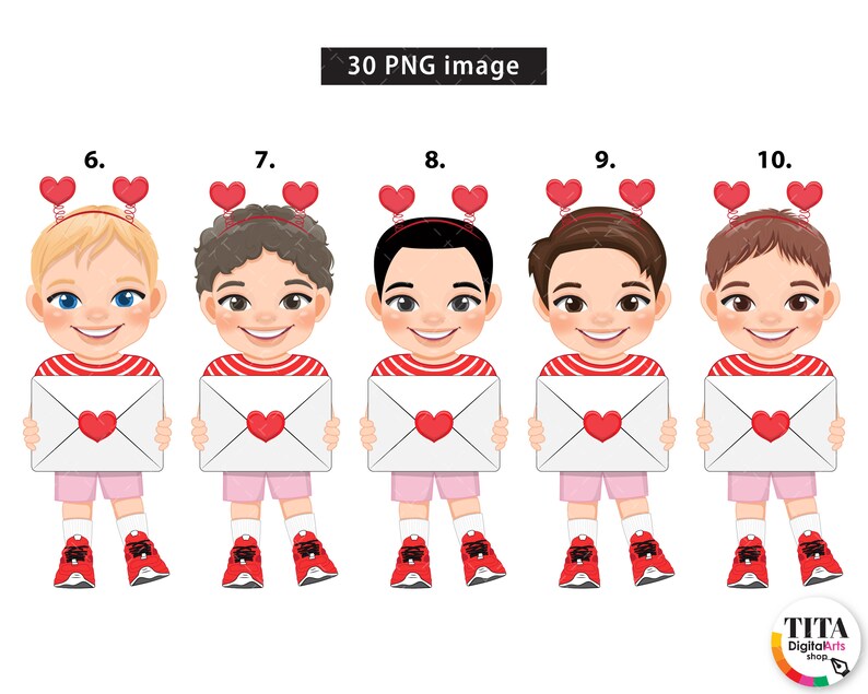 Valentine's Day Clipart Valentine Kids Clipart Boy and - Etsy
