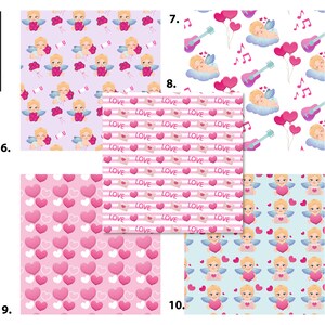 Valentine Digital Paper Pack, Valentine Pattern, Cupid Pattern ...