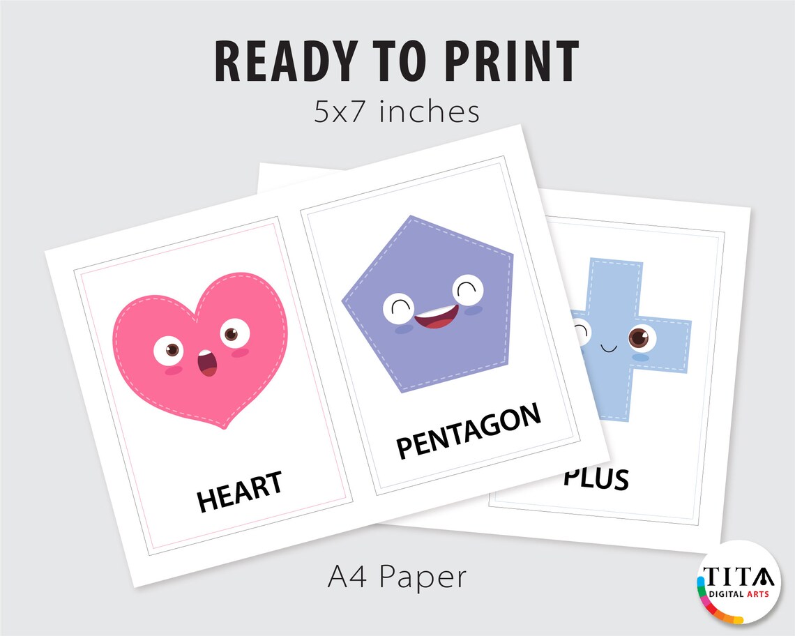 Geometric Shapes Clipart Basic Shapes Flashcards Kawaii - Etsy