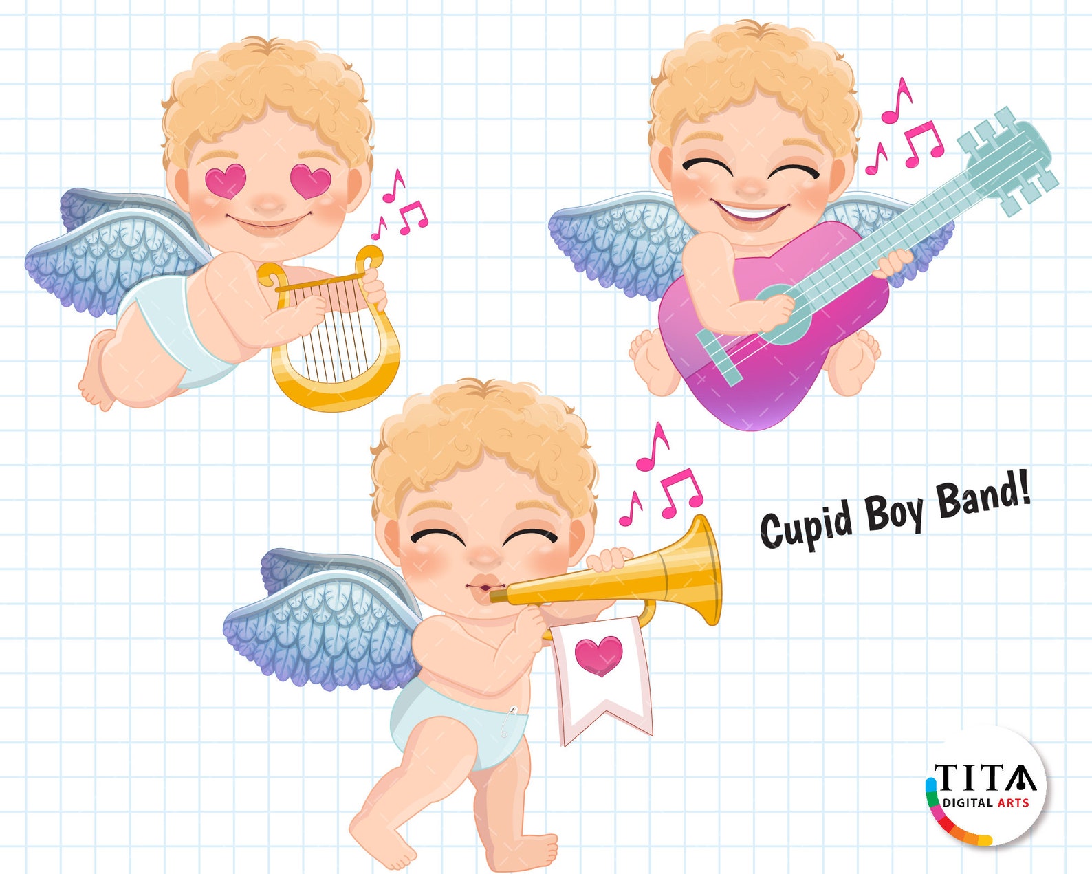 Valentine's Day Cupid Clipart, Valentines Day Love Clipart, Baby Angel ...