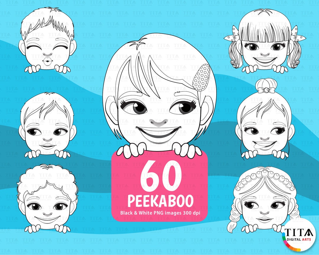 Peekaboo Kids Clipart, Black & White Peekaboo Kids, Peekaboo Boy ...