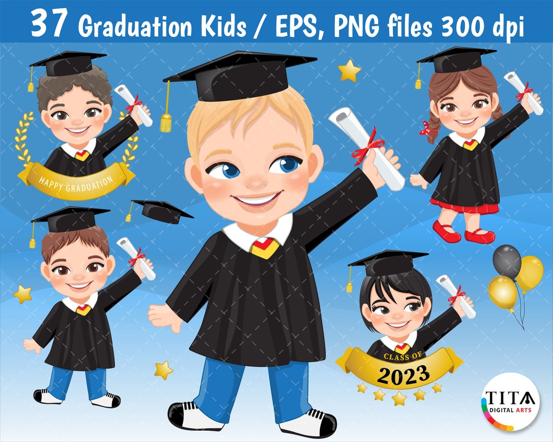 Graduation Kids Clipart, Student PNG, Graduation Girls and Boys ...