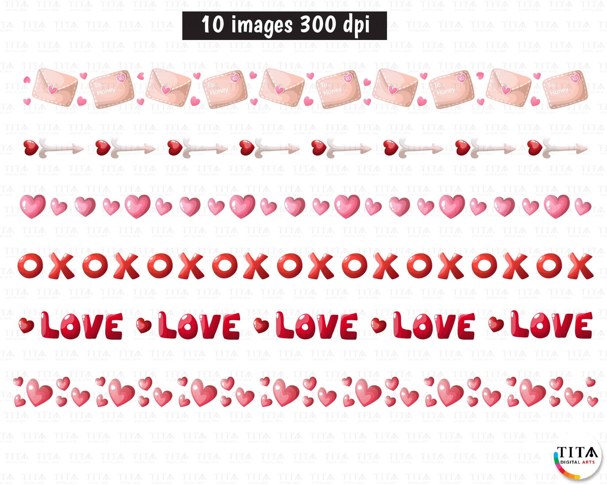 Valentine Borders Clipart, Valentine's Day Clipart, Heart, OX, Heart ...