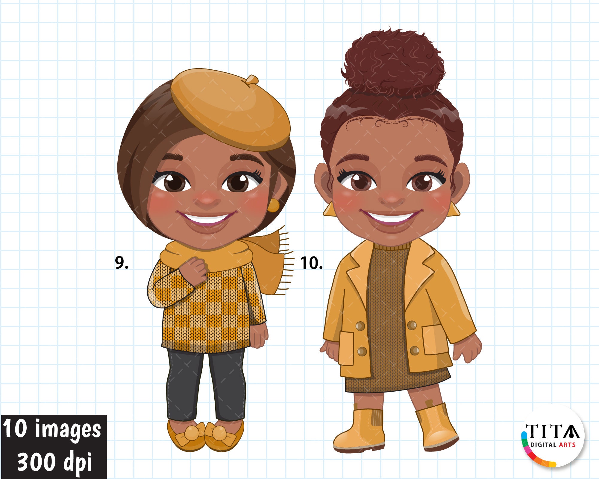 Autumn Girls Clipart, Cute Girl, Fall Outfit Girl, Vintage Girl, Fall ...