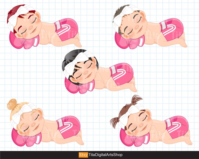 Boxing Sleeping Baby Girl Clipart, Little Princess Boxer Pink Shorts ...